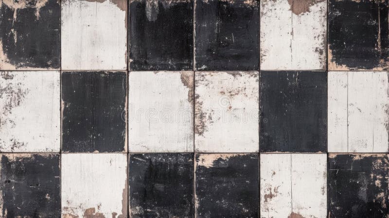 Distressed Checkerboard Pattern, Rustic Black and White Wooden Tiles ...