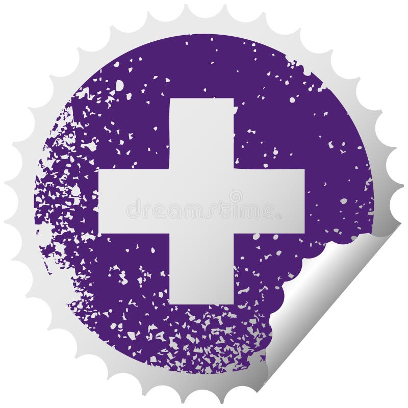 Distressed Circular Peeling Sticker Symbol Addition Symbol Stock Vector ...