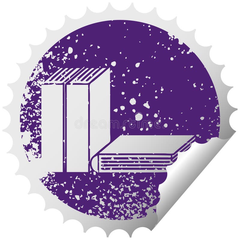 Distressed Circular Peeling Sticker Symbol of Books Stock Vector ...