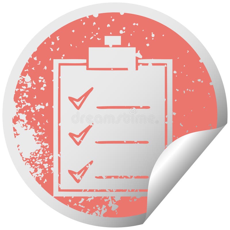 Distressed Circular Peeling Sticker Symbol Check List Stock Vector ...