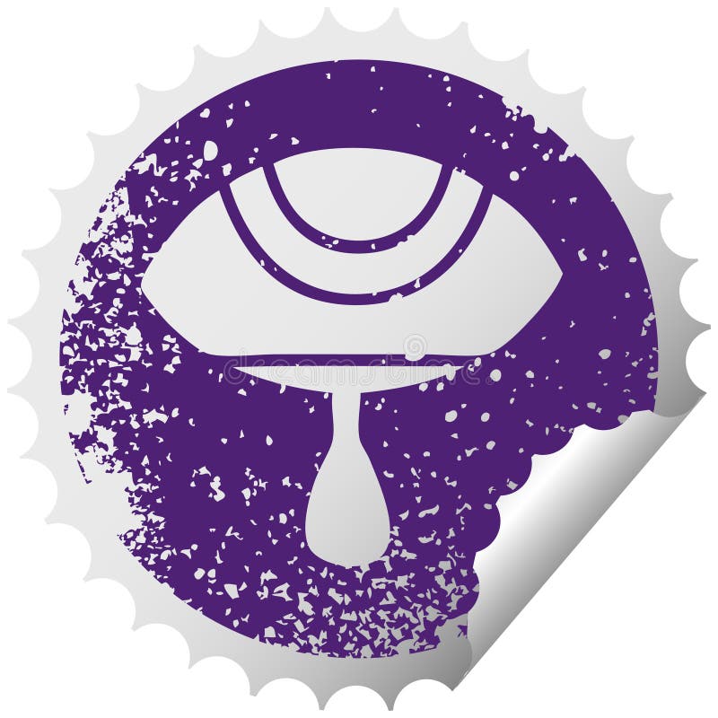 Distressed Circular Peeling Sticker Symbol Crying Eye Stock Vector ...