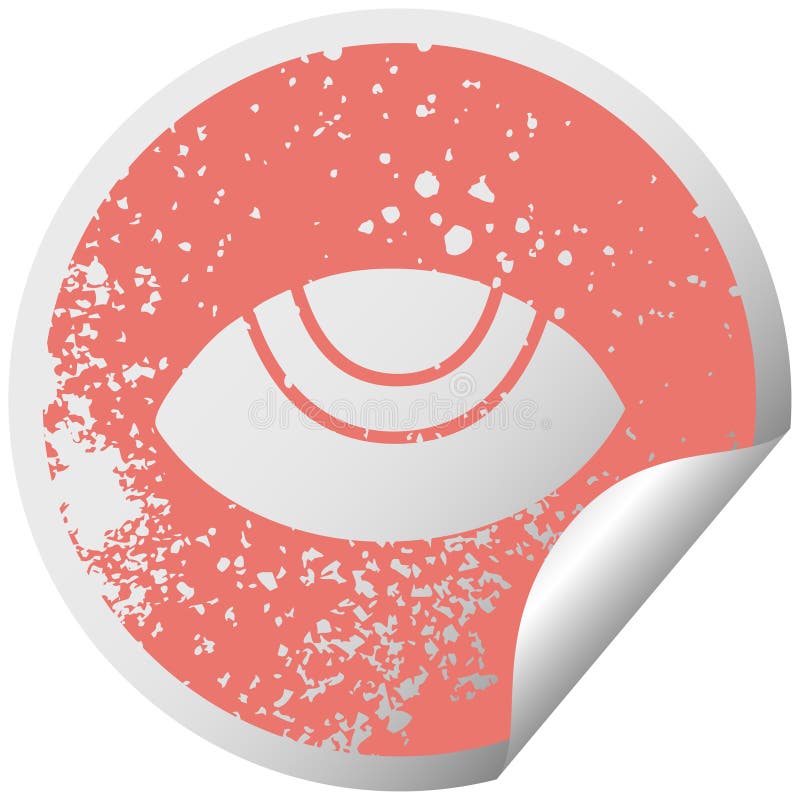 Distressed Circular Peeling Sticker Symbol Eye Looking Up Stock Vector ...