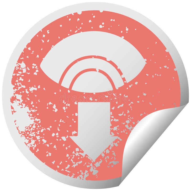 Distressed Circular Peeling Sticker Symbol Eye Pointing Down Stock ...