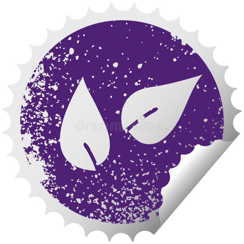 Distressed Circular Peeling Sticker Symbol Leaves Stock Vector ...