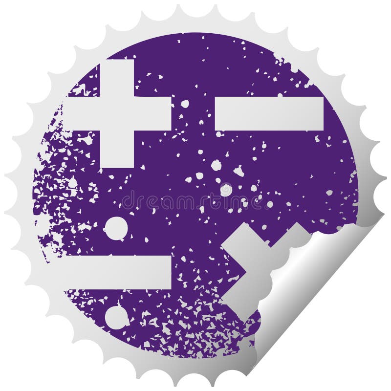 Distressed Circular Peeling Sticker Symbol Math Symbols Stock Vector ...