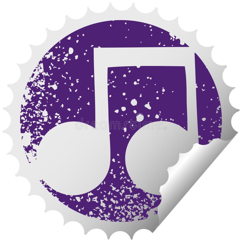 Distressed Circular Peeling Sticker Symbol of a Musical Note Stock ...