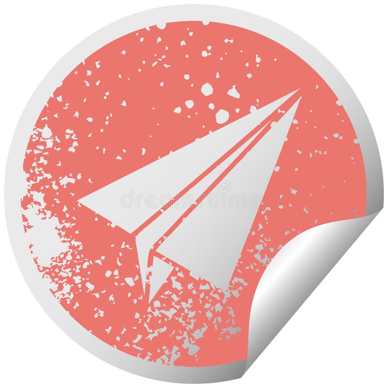 Distressed Circular Peeling Sticker Symbol of a Paper Plane Stock ...
