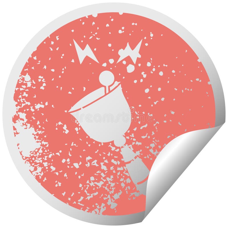 Distressed Circular Peeling Sticker Symbol of a Ringing Hand Bell Stock ...