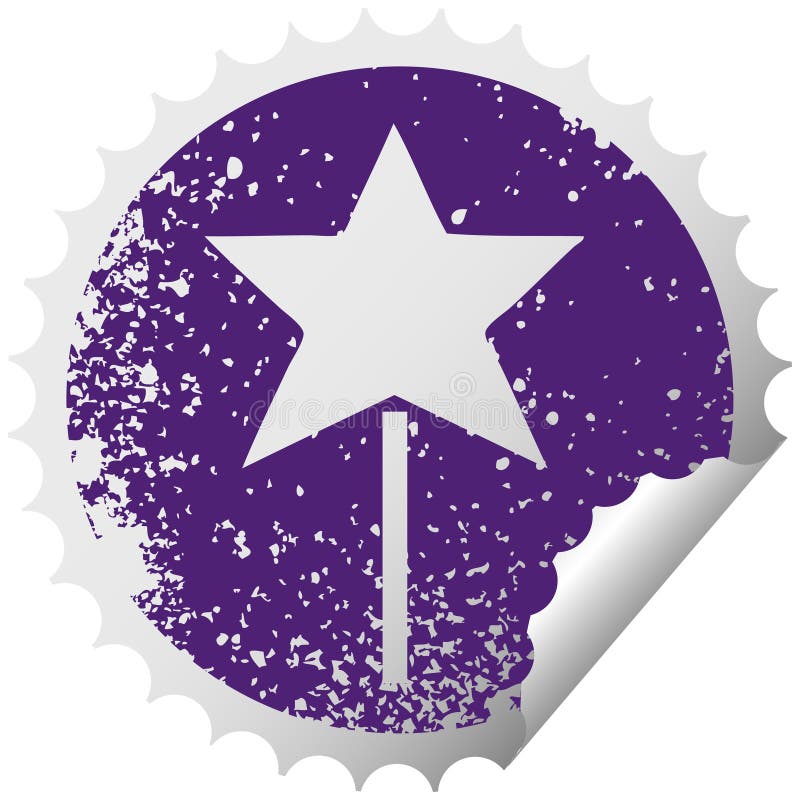 Distressed Circular Peeling Sticker Symbol Star Wand Stock Vector ...