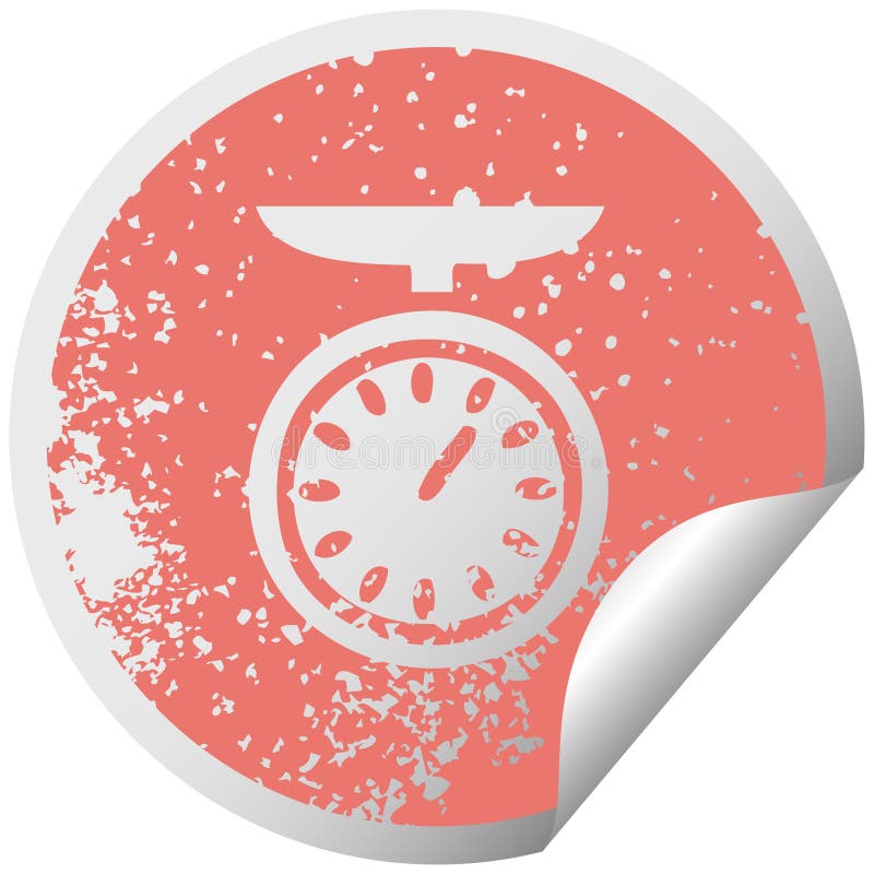 Distressed Circular Peeling Sticker Symbol of a Weighing Scale Stock ...