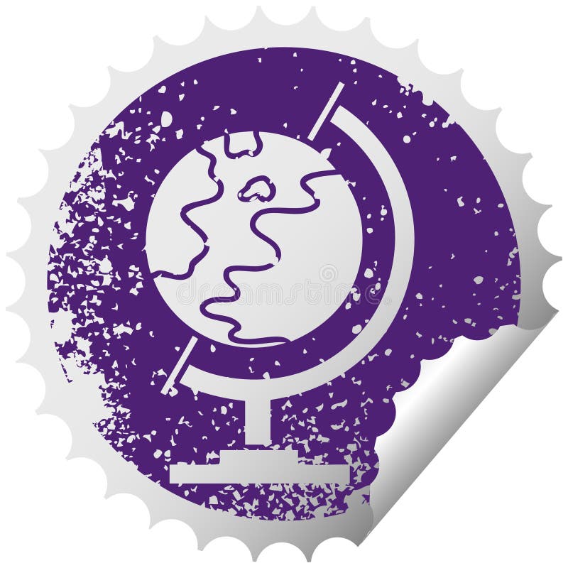 Distressed Circular Peeling Sticker Symbol World Globe Stock Vector ...