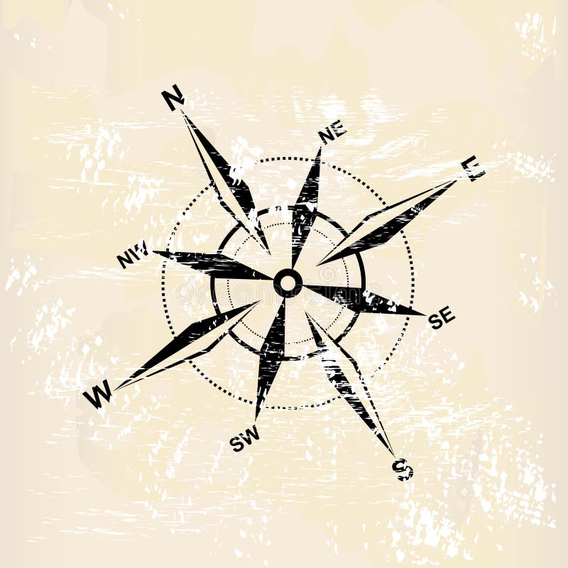 Vintage compass rose stock vector. Illustration of blots - 9391904
