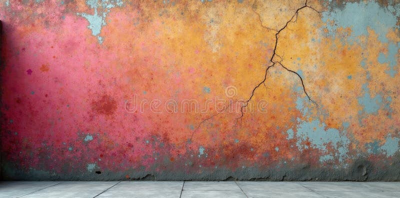 Distressed Concrete Wall, Faded Paint, Cracked Surface, Ruined, Texture ...