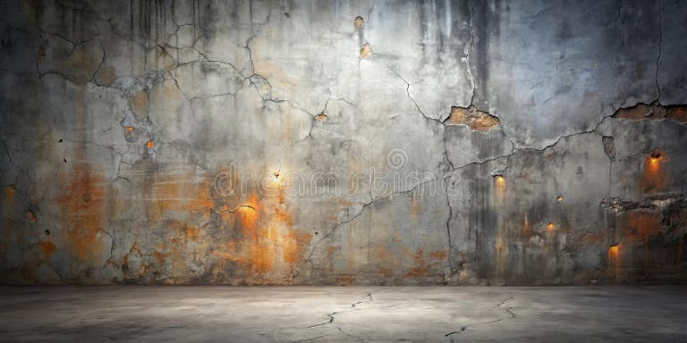 Distressed Concrete Wall and Floor with Subtle Lighting for Design ...