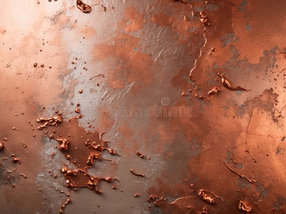 Distressed Copper Surface Texture with Abstract Bronze Liquid Drops ...