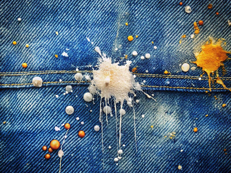 Distressed Denim Background with White Paint Splatter HighQuality ...