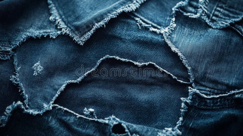 Distressed Denim Fabric Texture Close Up Stock Illustration ...