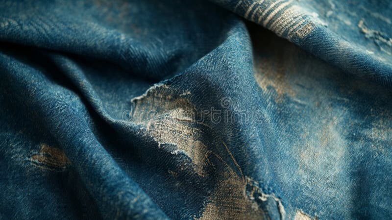 Distressed Denim Fabric Texture Close Up View Stock Illustration ...