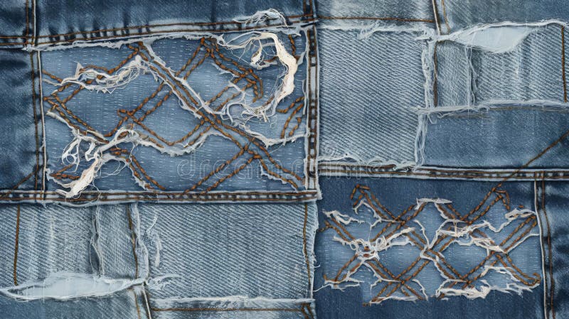 Distressed Denim Patchwork Texture, Blue Jeans High Quality Image Stock ...