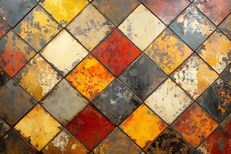 Distressed Diamond Tile Pattern Warm Tones, Rustic Texture, Background ...