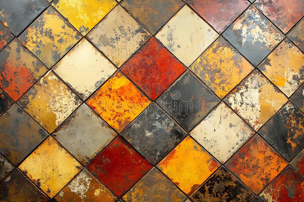 Distressed Diamond Tile Pattern Warm Tones, Rustic Texture, Background ...