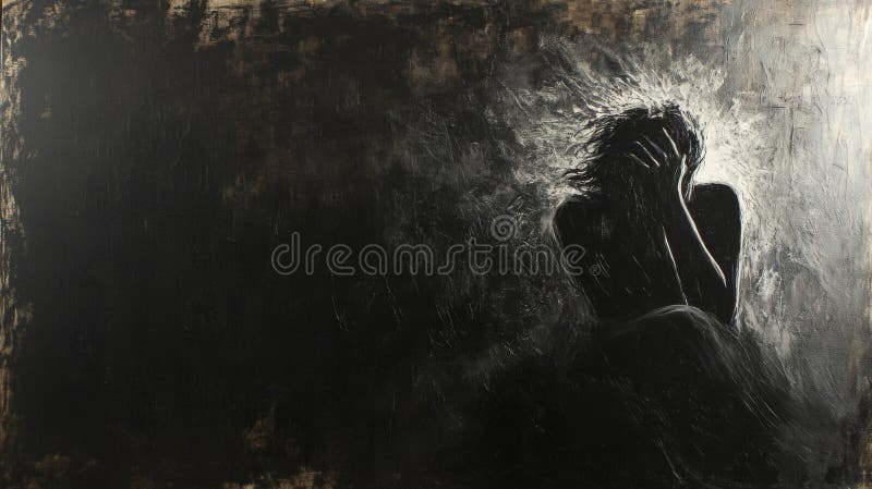 Distressed Figure in Monochromatic Abstract Painting Stock Illustration ...