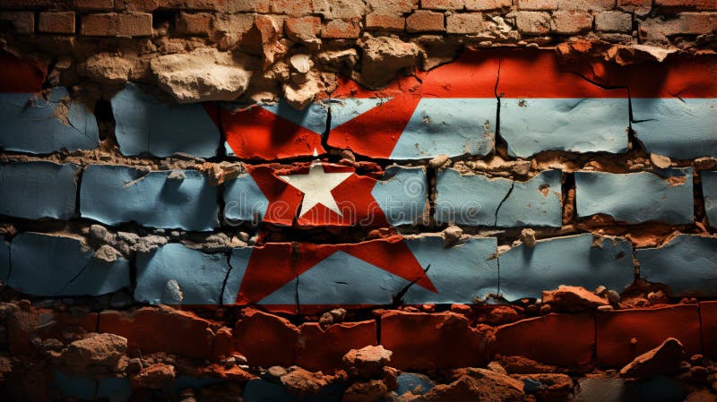 Distressed Flag of Cuba on a Plan Brick Wall Stock Illustration ...