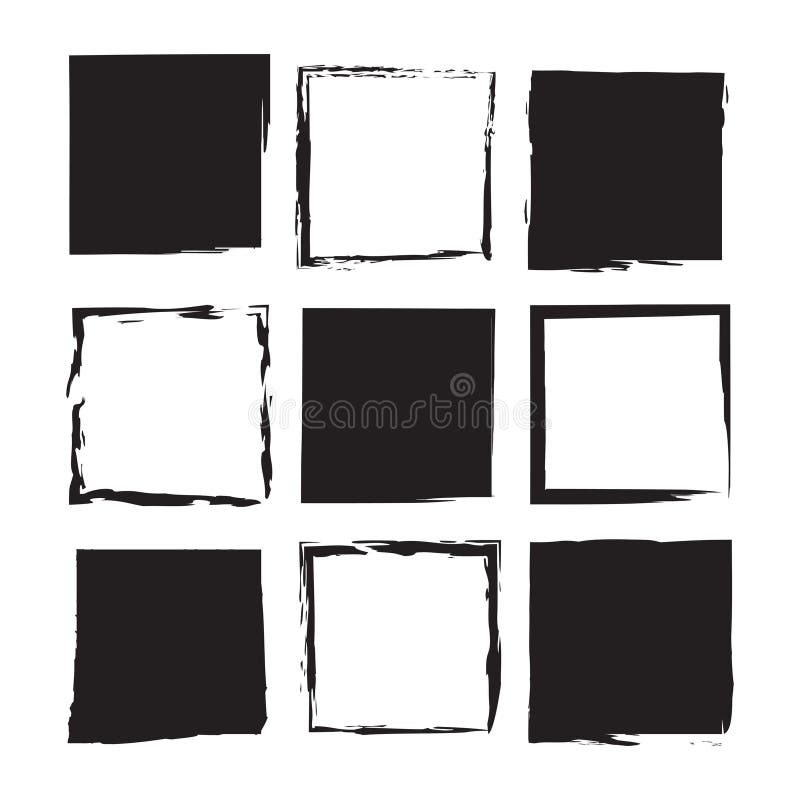 Distressed Frame Grid. Black White Squares. Vector Texture Illustration ...