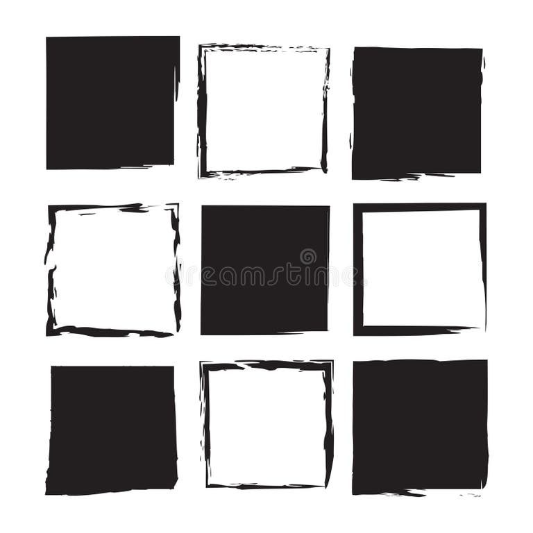 Distressed Frame Grid. Black White Squares. Vector Texture Illustration ...
