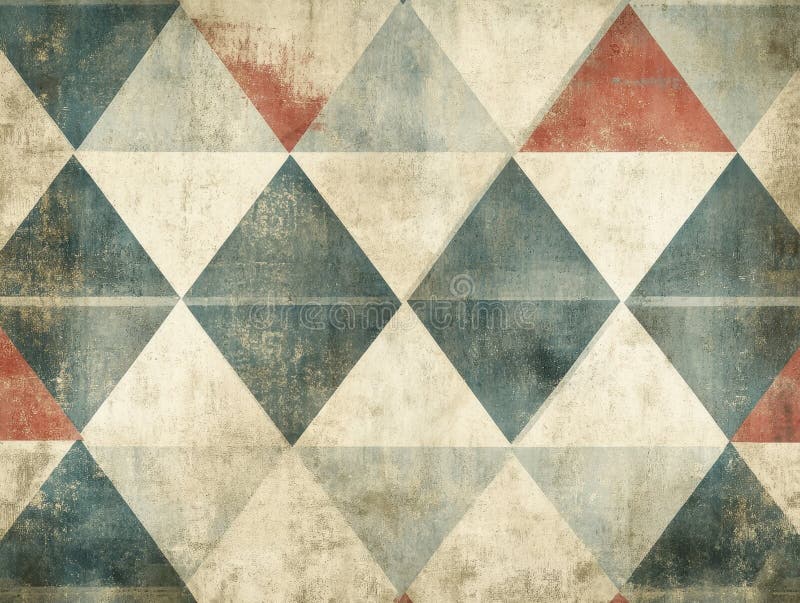 Geometric Pattern with Distressed Triangles in Blue, Red, and White ...