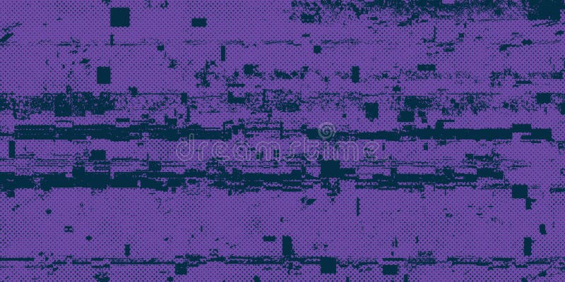 Distressed Glitch with Purple Halftone Effect and Black Texture. Bold ...