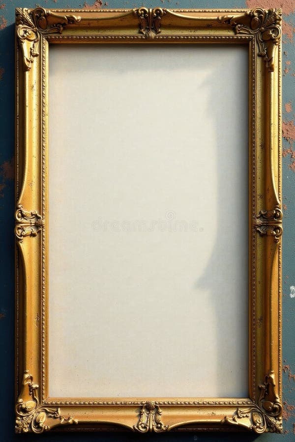 Distressed Gold Rectangle Frame, Vintage Texture, Graphic, Vintage Gold ...