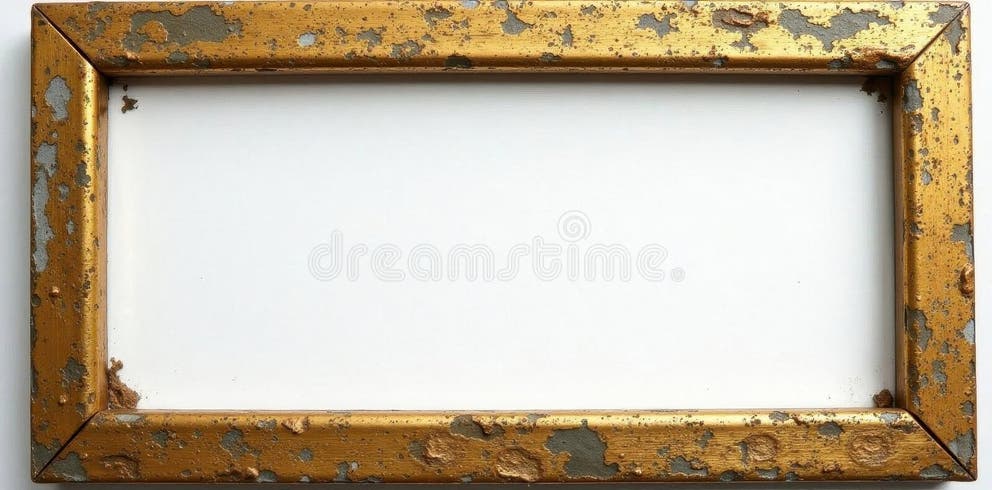 Distressed Gold Rectangle Frame, Weathered Look, Aged Gold, Background ...