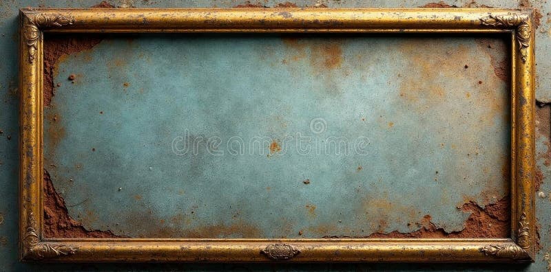 Distressed Gold Rectangle Frame, Weathered Look, Vintage Texture, Old ...