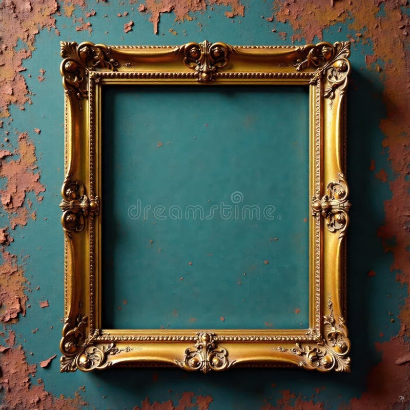 Distressed Gold Rectangle Frame, Weathered Texture, Weathered, Border ...