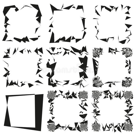 Distressed Grunge Frames. Rough Vector Borders. Abstract Edge Shapes ...