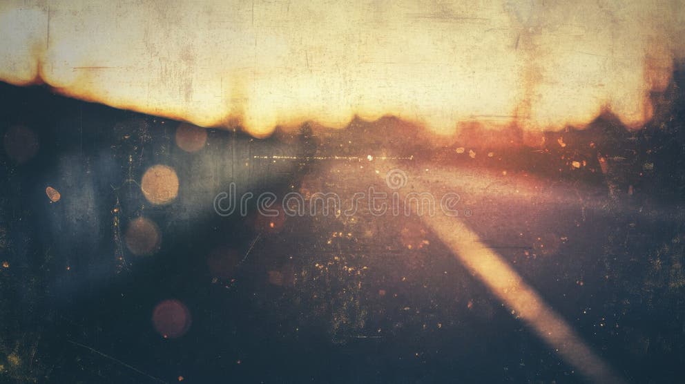 Distressed Grunge Texture with Light Leaks and Sunset Landscape Stock ...