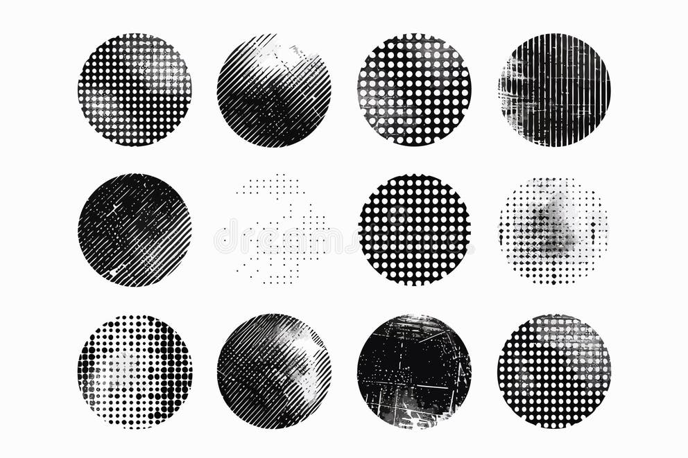 Distressed Halftone Patterns Pack Isolated Illustration Stock Vector ...