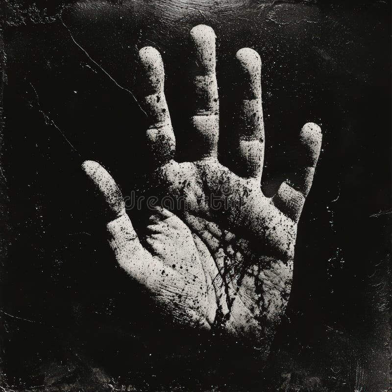 Distressed Handprint on Dark Background Stock Photo - Image of rugged ...