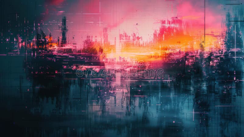 Distressed Matrix Glitch Texture in Blue, Orange, White, and Pink ...