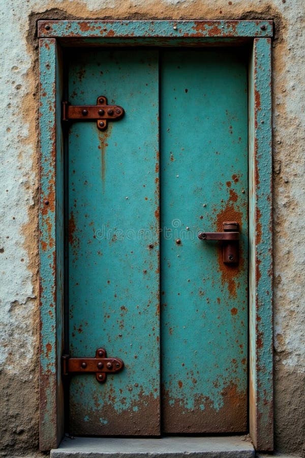 Distressed Metal Door with Rusty Hinges and Old Lock , Gritty ...