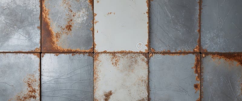 Distressed Metal Tiles with Rust and Patina Create Rustic Aesthetic ...