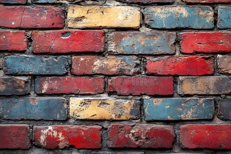 Distressed Multicolored Brick Wall Texture Background Seamless Pattern ...