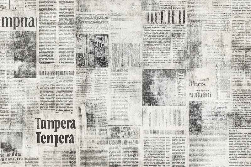 Distressed Newspaper Collage Background with Textured Vintage ...