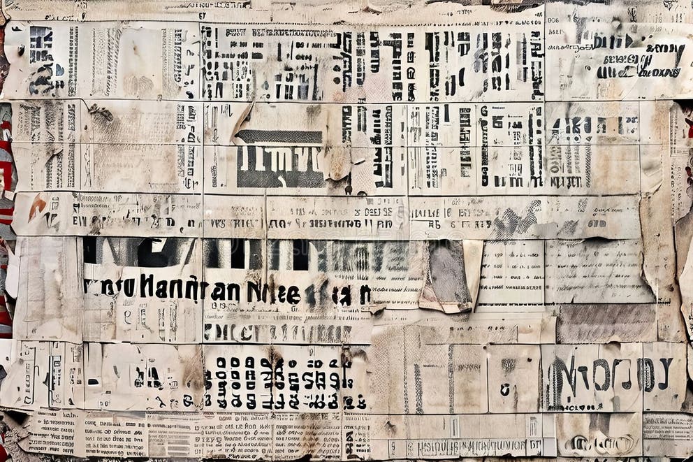 Distressed Newspaper Collage with Matrix Headlines an Assemblage Stock ...