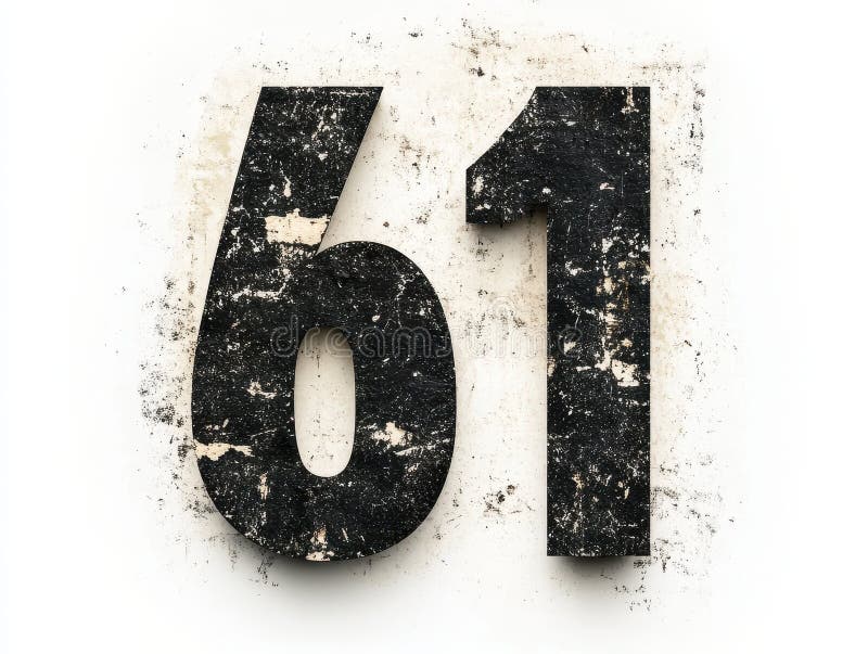 Distressed Number "61" on Textured White Background Stock Image - Image ...
