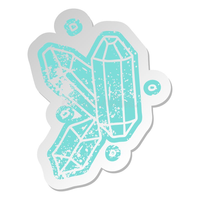 Distressed Old Cartoon Sticker of Crystal Gems Stock Vector ...