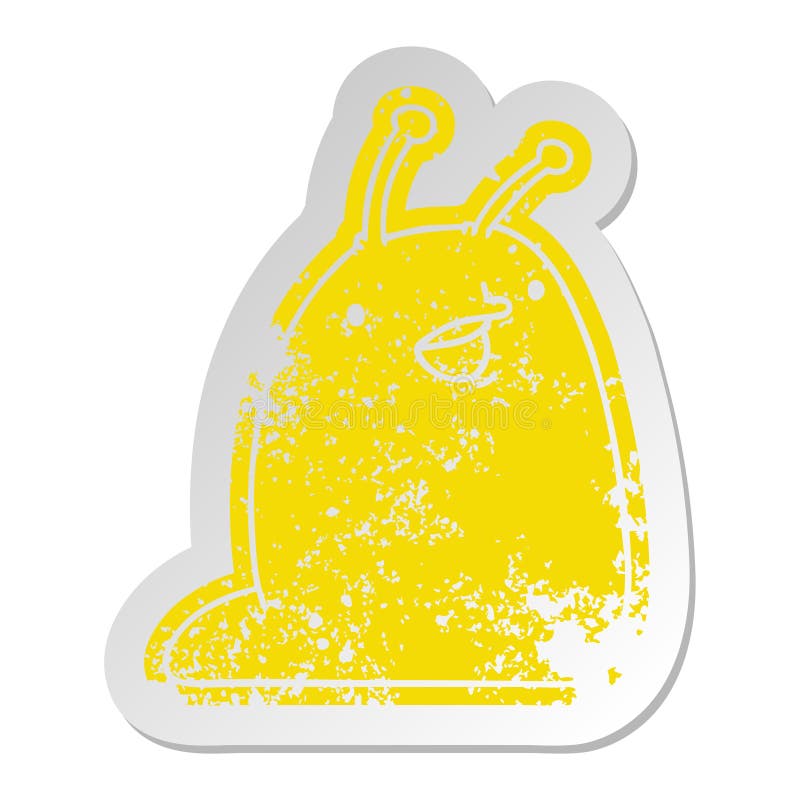 Distressed Old Cartoon Sticker of a Cute Kawaii Slug Stock Vector ...