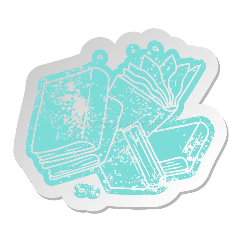 Distressed Old Sticker of a Collection of Books Stock Vector ...