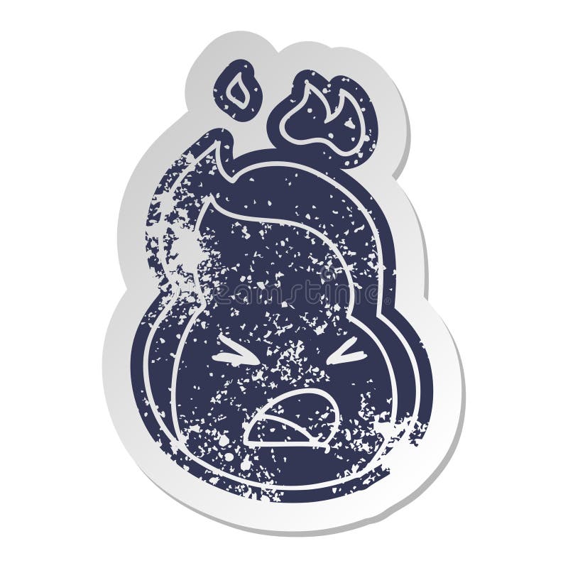 Distressed Old Sticker Kawaii Cute Fire Flame Stock Vector ...